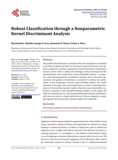 PDF Robust Classification Through A Nonparametric Kernel Discriminant Analysis