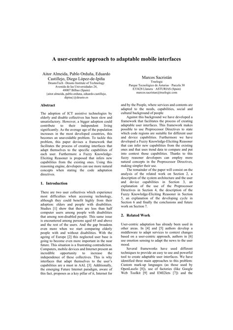 Pdf A User Centric Approach To Adaptable Mobile Interfaces