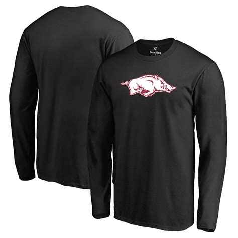 Mens Black Arkansas Razorbacks Primary Logo Long Sleeve T Shirt