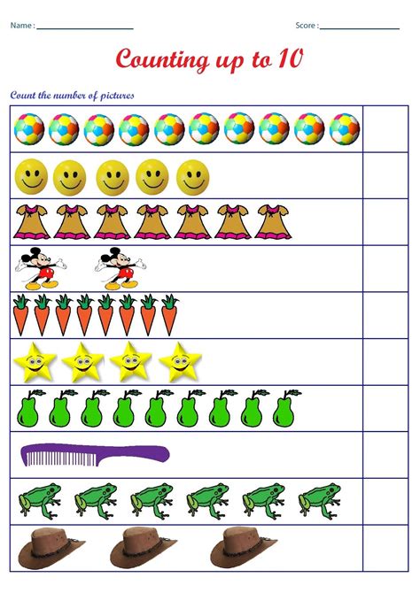 Counting To Ten Worksheets Kindergarten