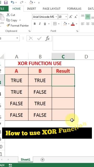 Xor Function In Excel How To Apply Xor Formula Xorfunction Exceltips Youtube