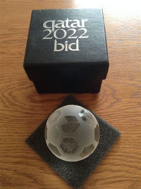 Qatar 2022 Fifa World Cup Bid Commemorative Glass Ball Paperweight