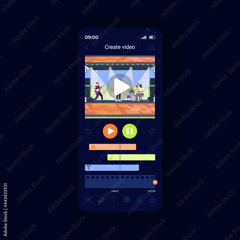 Stockvector Video Editing Software Smartphone Interface Vector Template Mobile App Page Design