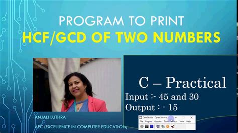 Program To Print HCF GCD Of Two Numbers Learn Programming In C YouTube