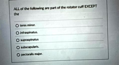 All Of The Following Are Part Of The Rotator Cuff Except The Teres