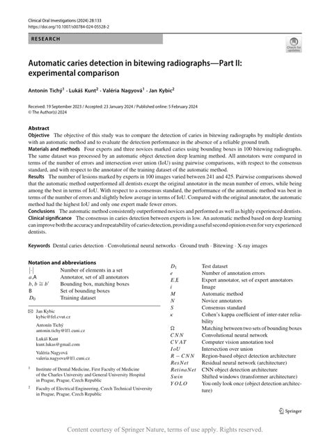 Pdf Automatic Caries Detection In Bitewing Radiographs Part Ii Experimental Comparison