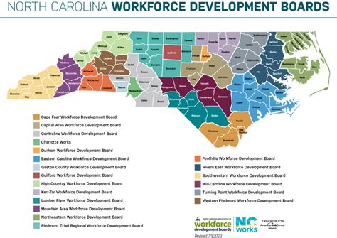 North Carolina Workforce Development Boards Map Ncawdb