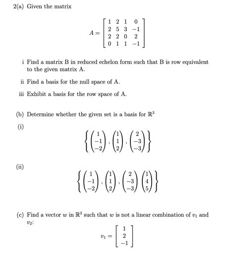 Solved A Given The Matrix A I Find Chegg