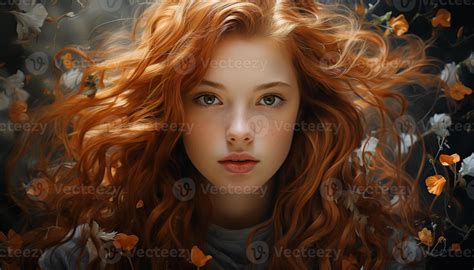 Ai Generated Young Adult Woman With Long Curly Brown Hair Looking At Camera Smiling Generated