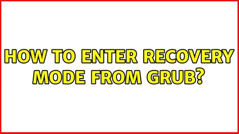 Ubuntu How To Enter Recovery Mode From Grub YouTube