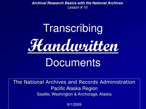 Ppt Transcribing Handwritten Documents Powerpoint Presentation Free