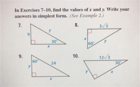 Solved In Exercises 7 10 Find The Values Of X And Y Write