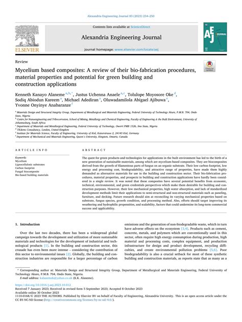 Pdf Mycelium Based Composites A Review Of Their Bio Fabrication Procedures Material