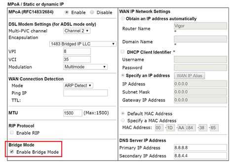 Access A Vigor130 In Bridge Mode Draytek