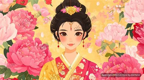 Ai创作图花神插画 贵妃插画 朝鲜族插画 美颜插画 汉服插画 牡丹文创插画 韩式插画 花旦插画 节气女神 朝鲜族人物插画 元春插画 桃花美人插画 后宫仕女 汉服女性插画 十二花神熊猫文创插画