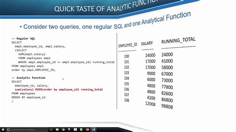 Analytic Functions Versus Regular Sql In Oracle Real Test Youtube