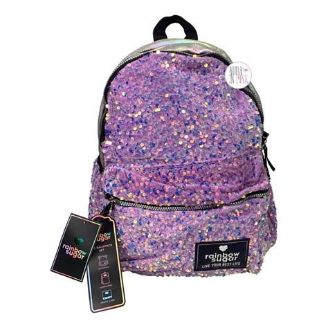 Rainbow Sugar Iridescent Pinkpurple Metallic And Sequin Backpacks Wmat