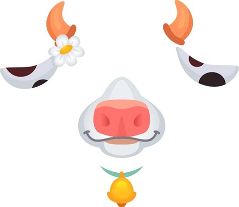 Diseño Caprichoso De Cara De Vaca Con Elementos Lúdicos Como Nariz