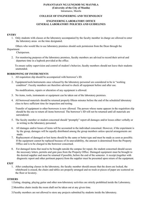 Laboratory Guidelines A4 PPTX Babe Financial Aid Financial Assistance