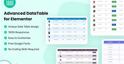 Datalentor Advanced Datatable For Elementor Wp Plugins Ft