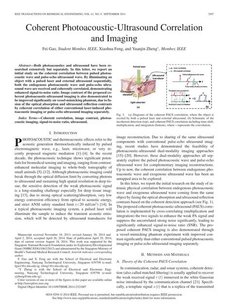 Pdf Coherent Photoacoustic Ultrasound Correlation And Imaging