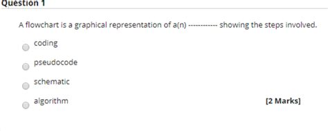 Solved Question A Flowchart Is A Graphical Representation Chegg