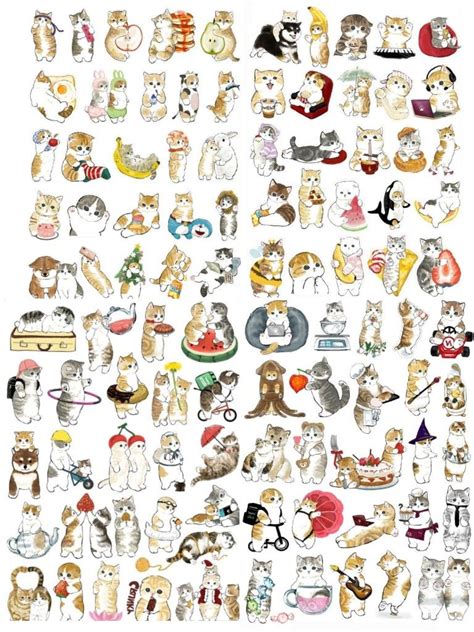 Много милых котиков для распечатки 💗 Стикер арт Эскизы открыток Милые котики