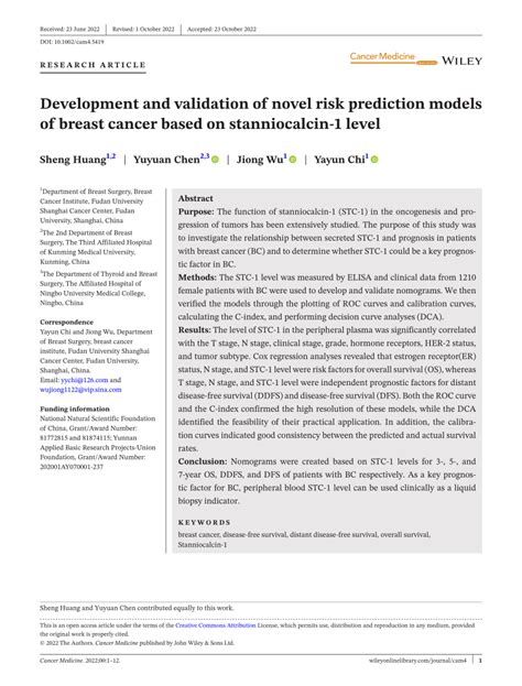 Pdf Development And Validation Of Novel Risk Prediction Models Of
