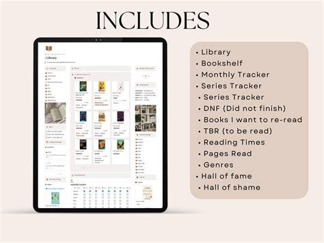 Notion Book Tracker Template Notion Library Aesthetic Digital