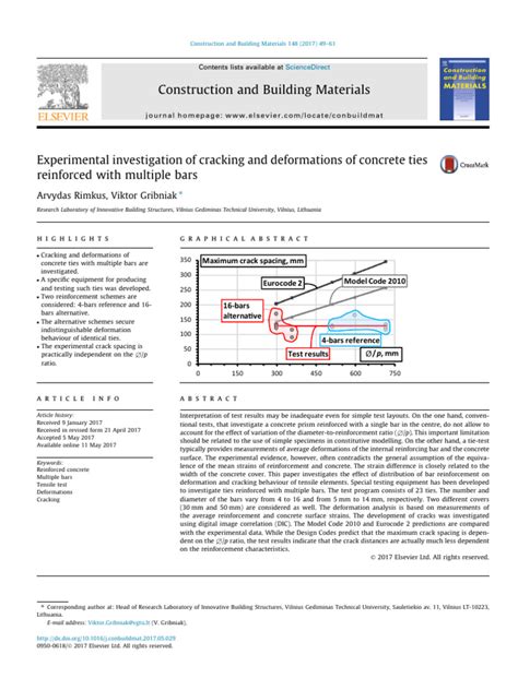 Experimental Investigation Of Cracking And Deformations Of Concrete Ties Reinforced With