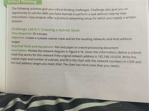 Solved Critical Thinking The Following Activities Give You