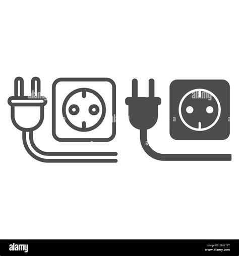 Plug And Socket Line And Solid Icon Technology Concept Electricity