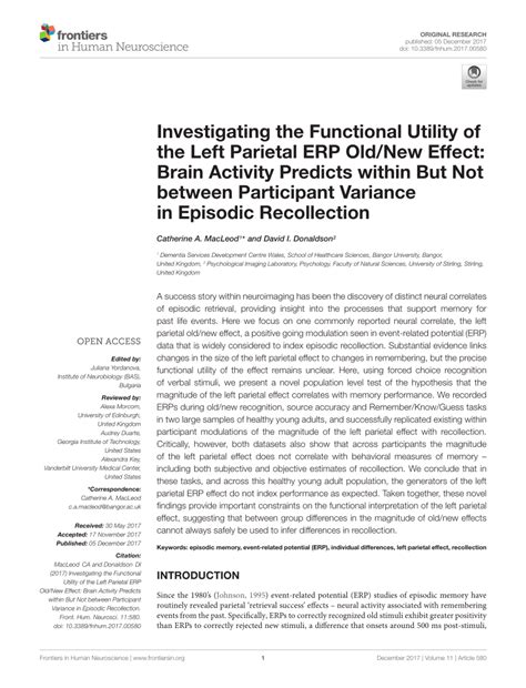 Pdf Investigating The Functional Utility Of The Left Parietal Erp Old