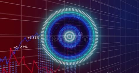 Image Of Financial Data Processing And Scope Scanning Over Grid Stock Illustration