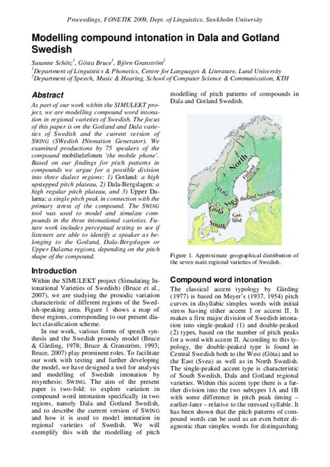 Pdf Modelling Compound Intonation In Dala And Gotland Susanne Schötz