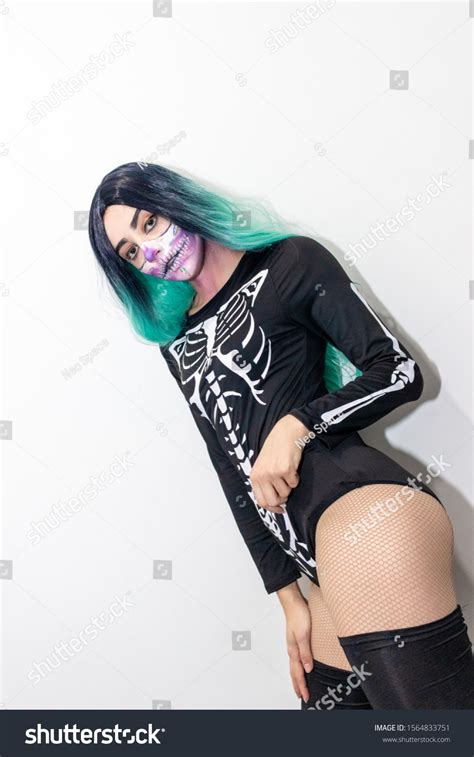 Sexy Girl Image Skeleton Halloween Blue Stock Photo 1564833751 Shutterstock