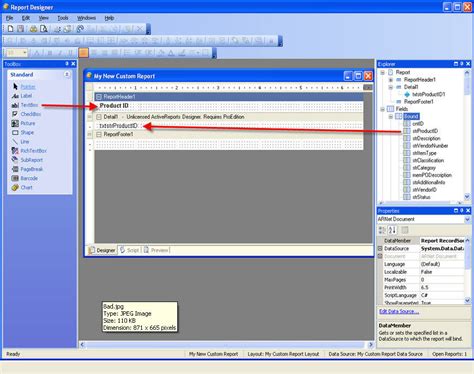 reports creating a visioncore custom report