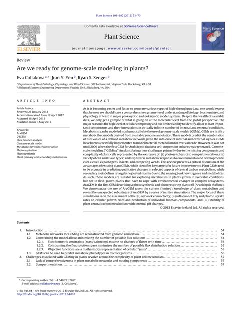 Pdf Are We Ready For Genome Scale Modeling In Plants