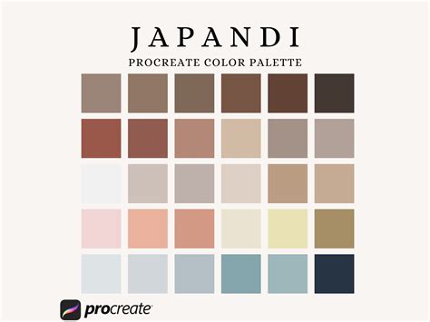 Japandi Procreate Color Palette Procreate Brush For Japandi Etsy