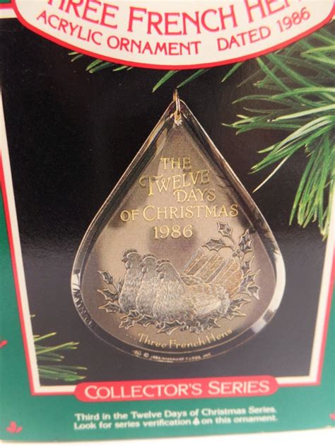 Hallmark Three French Hens Acrylic Christmas Ornament Nrfb New 1986 3rd