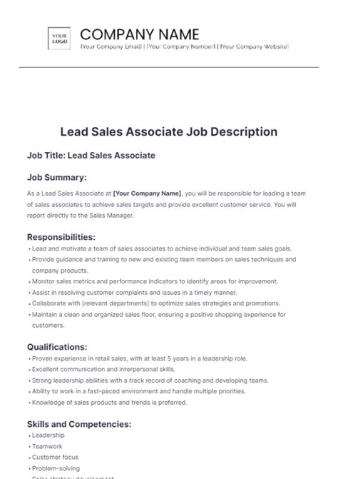 Page 4 Free Job Description Templates And Examples Edit Online