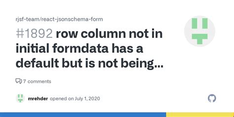 Row Column Not In Initial Formdata Has A Default But Is Not Being