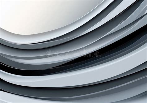 Abstract Image Featuring Layered Curved Shapes In Shades Of Gray And White Creating A Modern