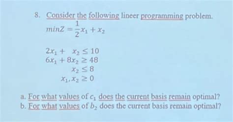 consider the following lineer programming