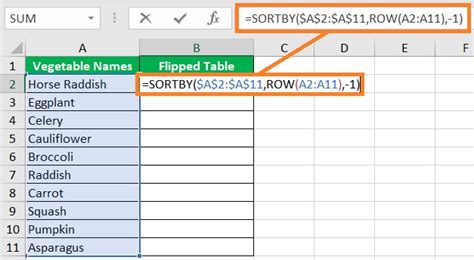 Flip Columns Rows And Tables In Excel