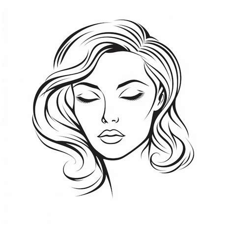 Premium Photo A Black And White Drawing Of A Womans Face With Long