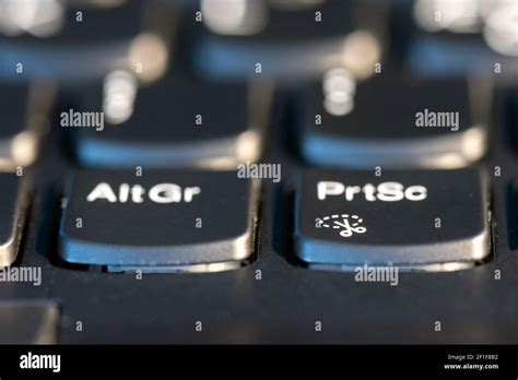 Macro Shot Of Black Keyboard Focus On Prtsc Key Stock Photo Alamy