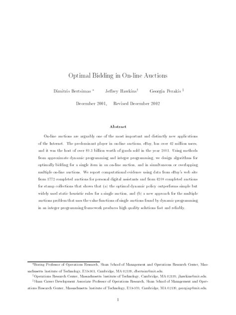 Optimal Bidding In Online Auctions Pdf Auction Auction Theory