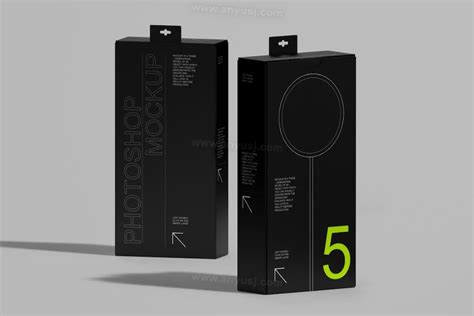 4款质感纸盒电子设备产品挂盒展示盒包装盒paper Box Mockup Set 安鱼设计资源丨优质平面设计资源共享站