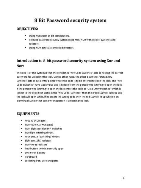 8 Bit Password Security System Pdf Download Free Pdf Electronic